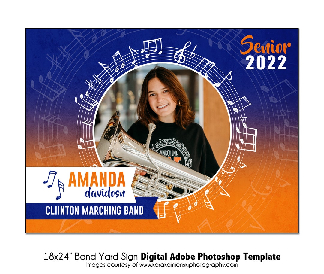 BAND Yard Sign 007 | 18x24" Adobe Photoshop Yard Sign Digital Template ...