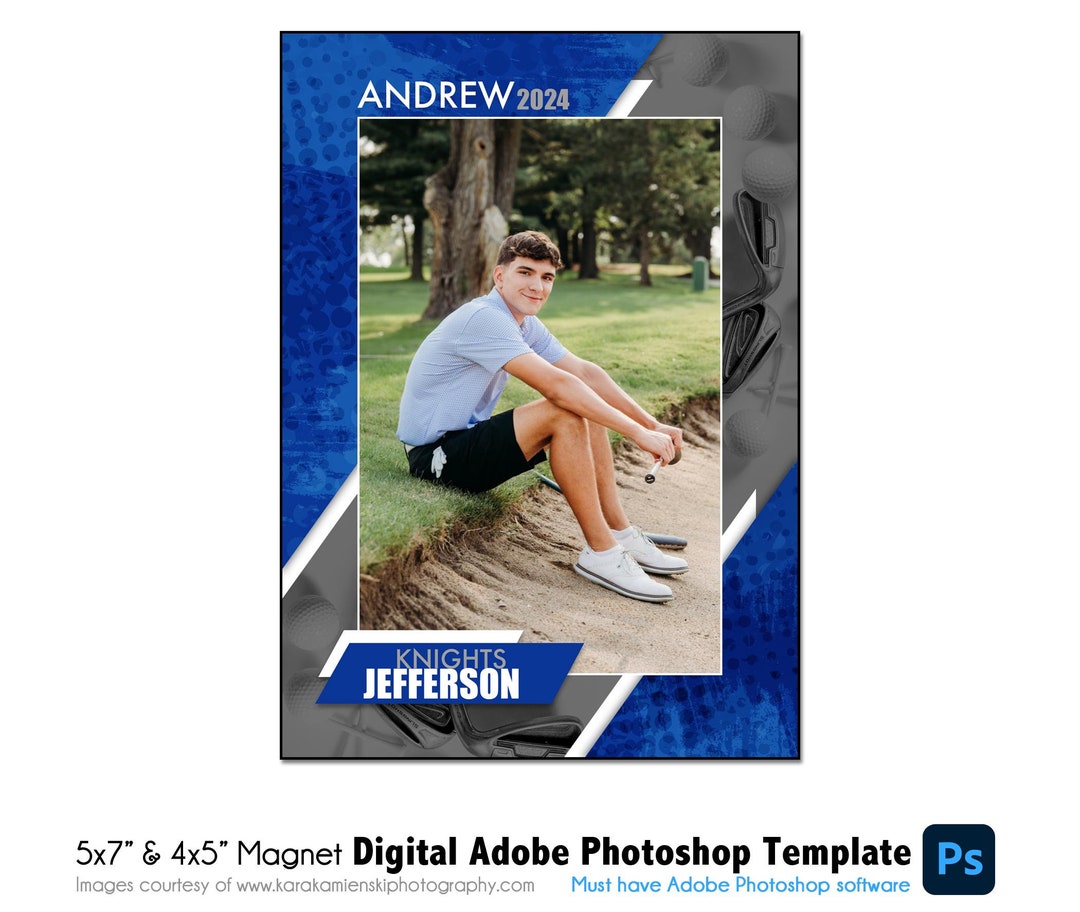 GOLF MAGNET 003 | 5x7" & 4x5" Adobe Photoshop Digital Template | Sports ...