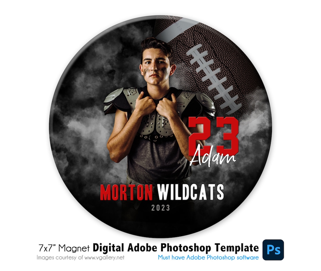 FOOTBALL BUTTON 018 7x7 Adobe Photoshop Digital Photo Button Template ...