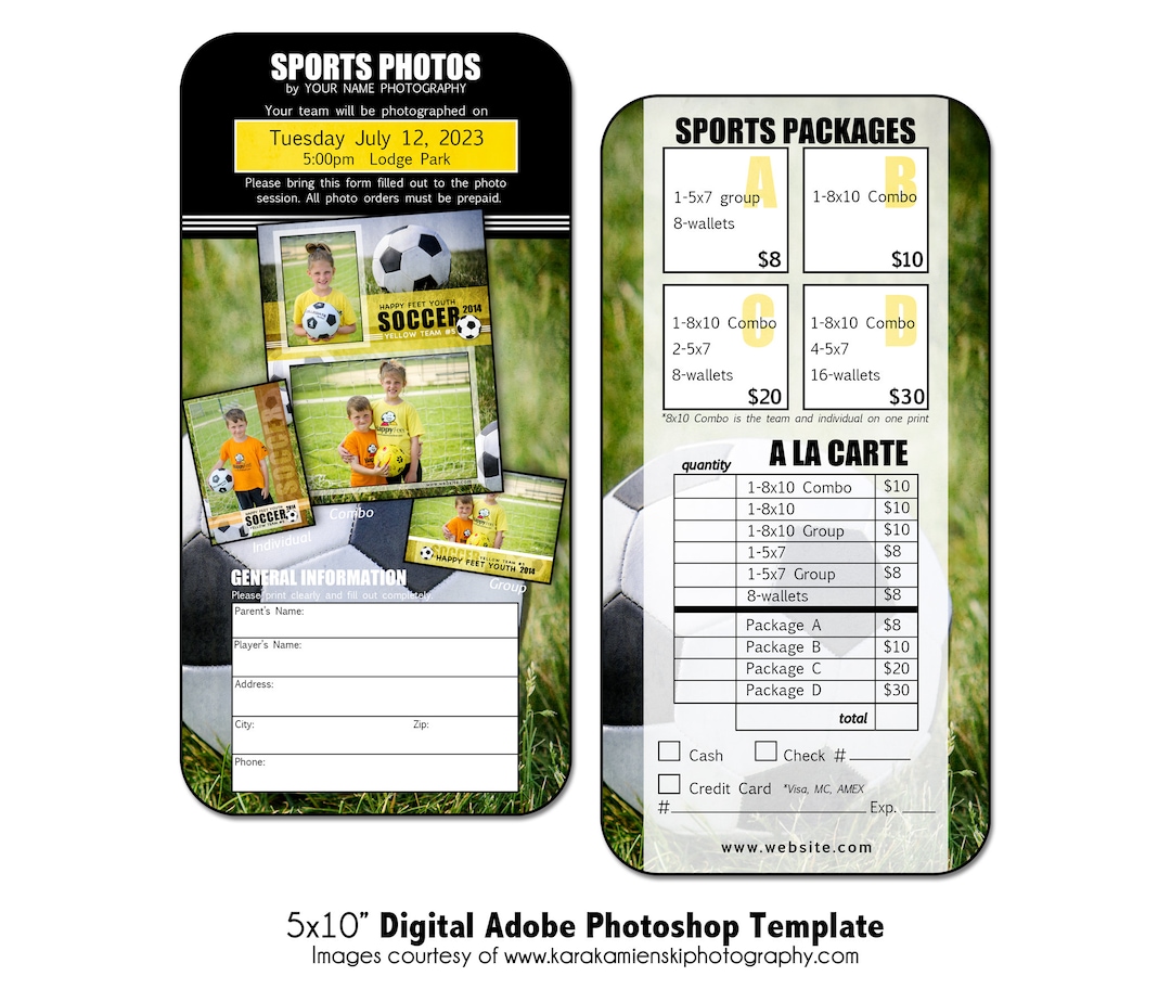 SOCCER PRICELIST 001 | Sports Pricelist 5x10" Adobe Photoshop Digital ...
