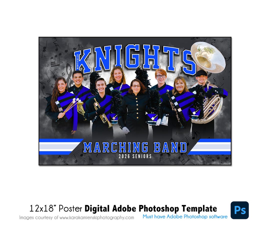 Marching Band Poster Template 003_H: 12x18" Photoshop PSD, Customizable ...