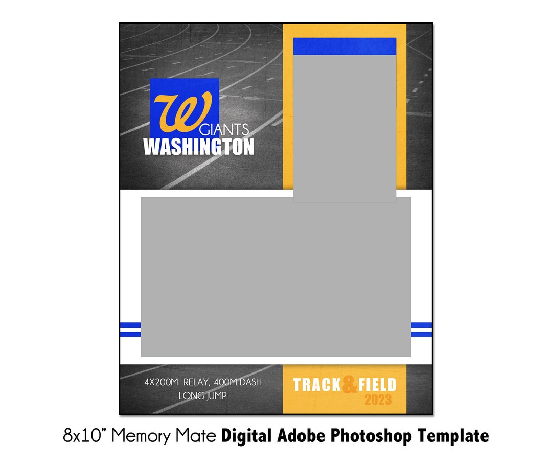 Track & Field Memory Mate Photo Template 002: 8x10” Photoshop PSD ...