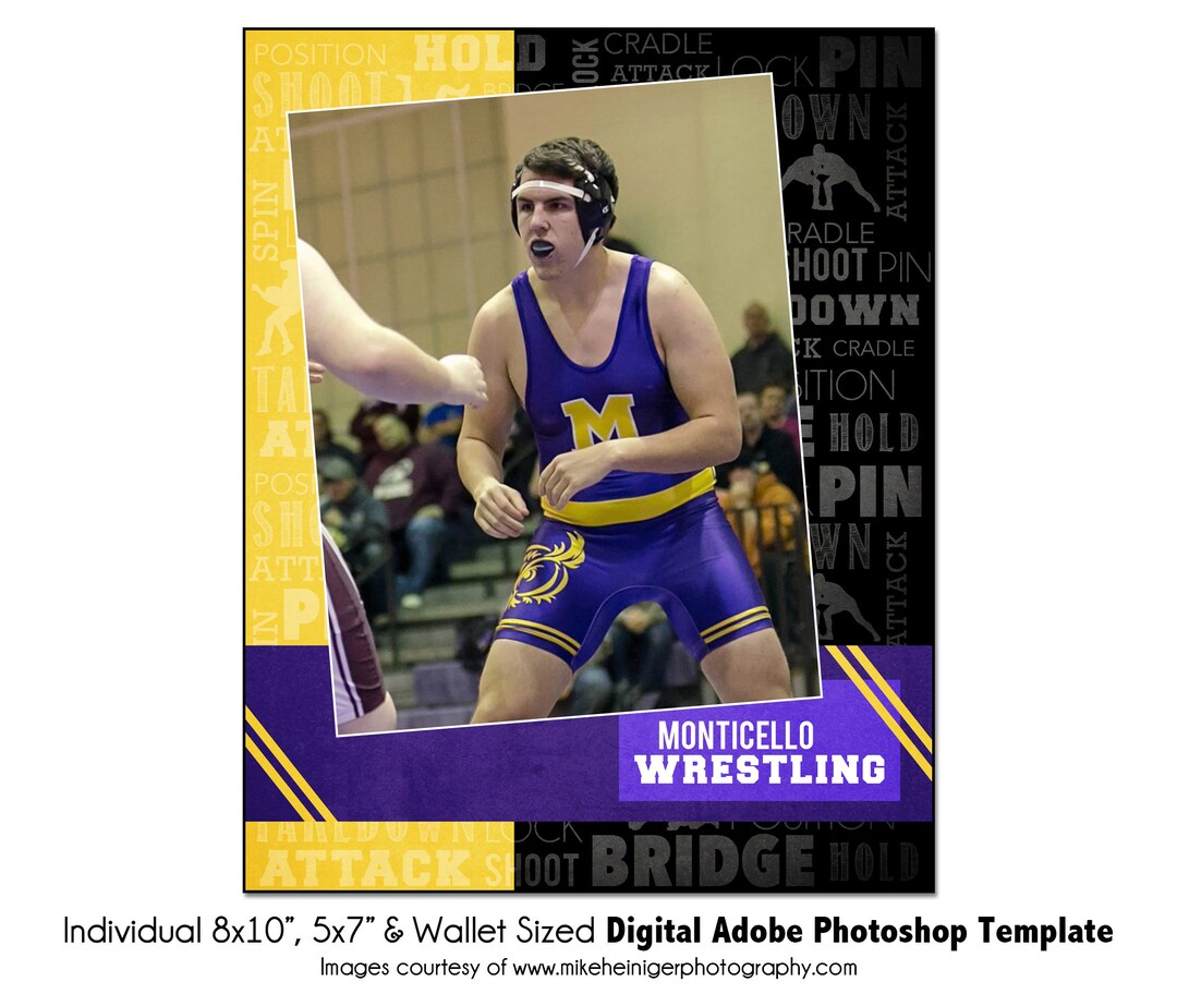 Wrestling Individual Photo Template 002: Photoshop PSD (8x10, 5x7 ...