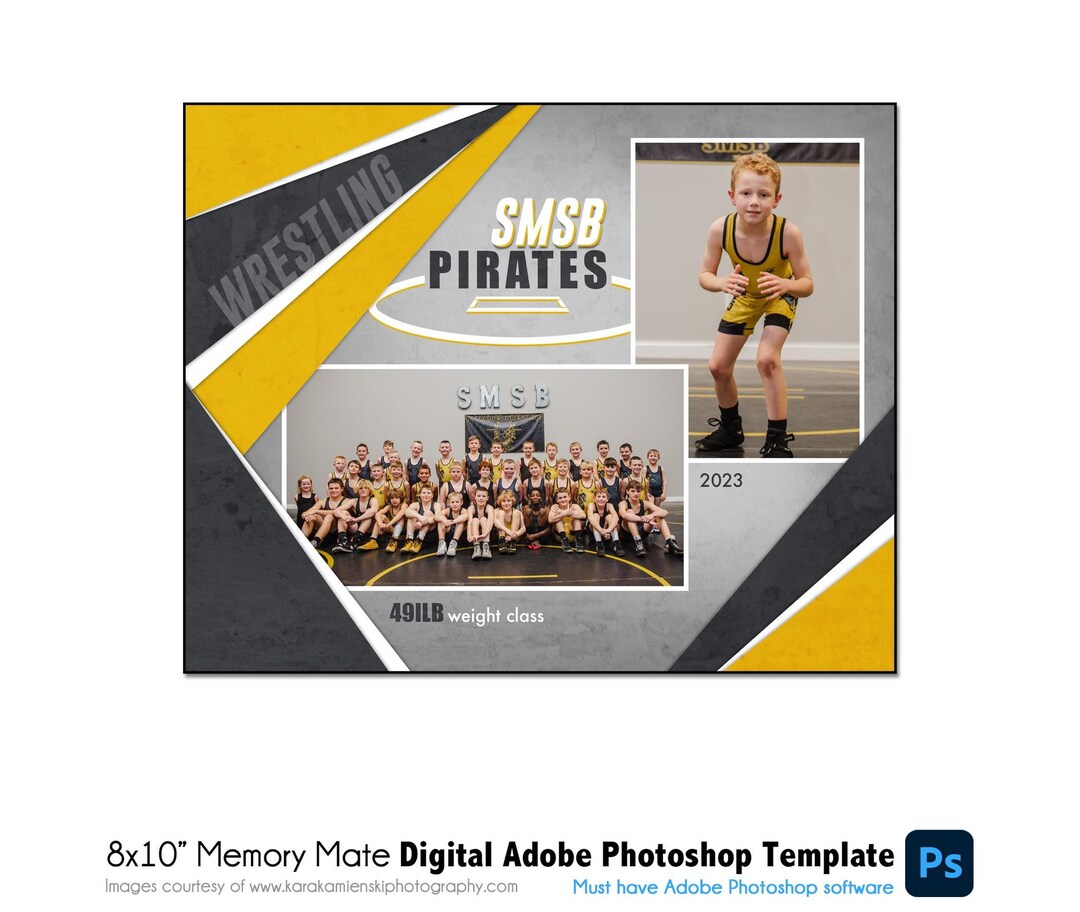 Wrestling Memory Mate Photo Template 006: 8x10” Photoshop PSD ...