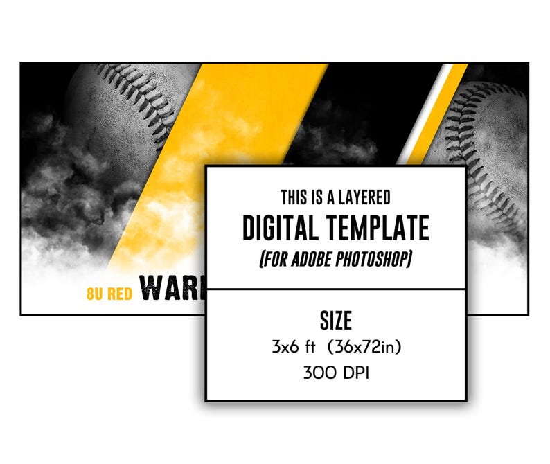 BASEBALL BANNER 016_HL | 3ftx6ft (36"x72") Adobe Photoshop Digital ...