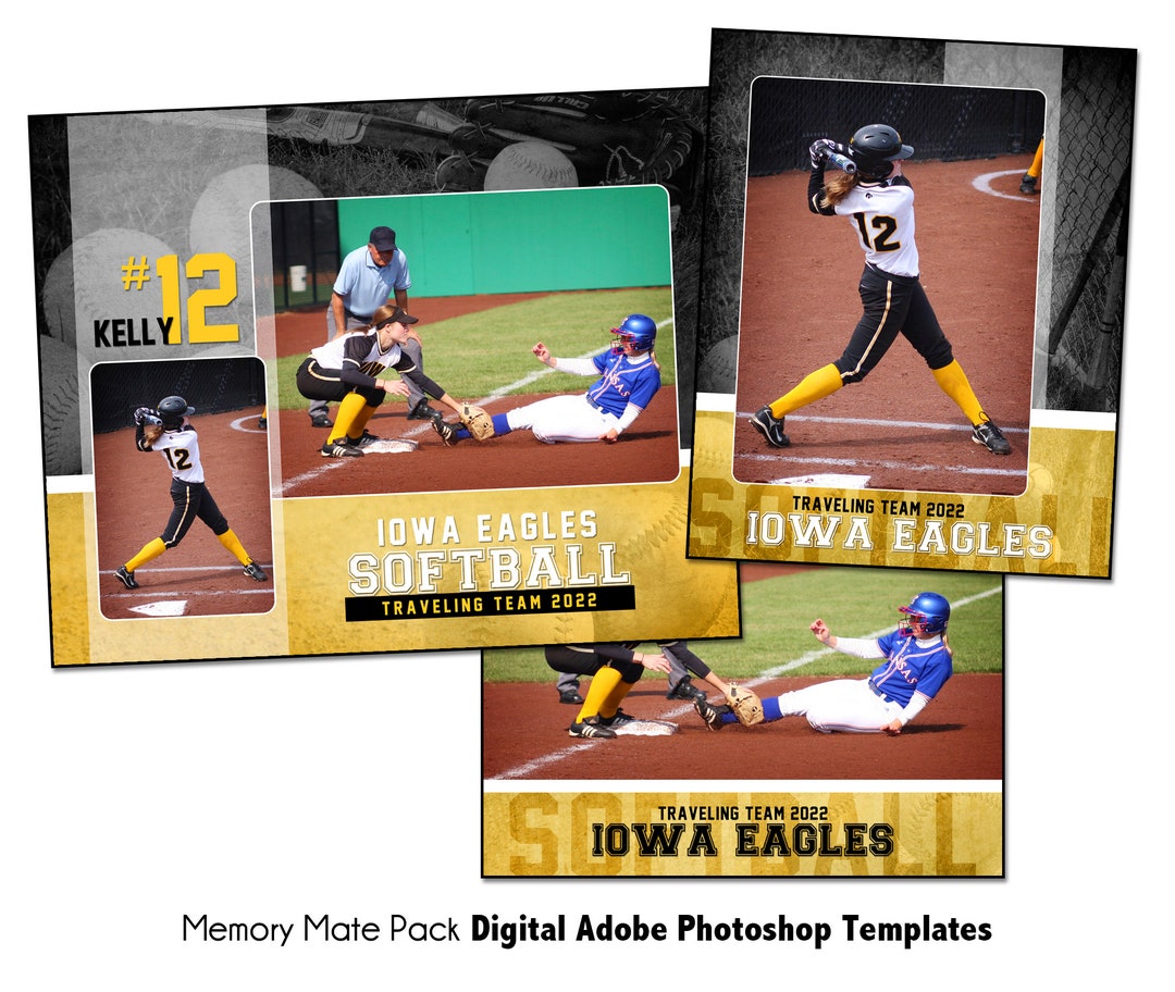 SOFTBALL PACK B | Adobe Photoshop Memory Mate Digital Template | Sports ...