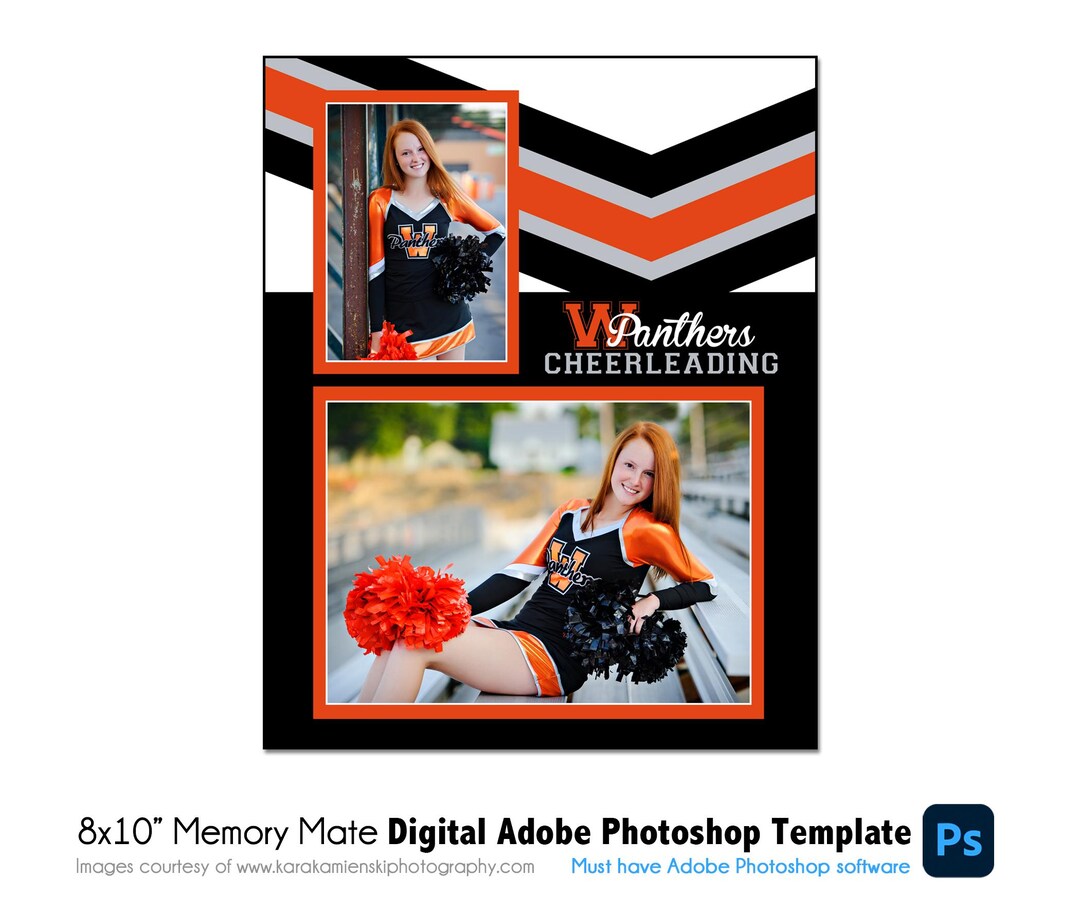 Cheerleading Memory Mate Template 001: 8x10” Photoshop PSD ...