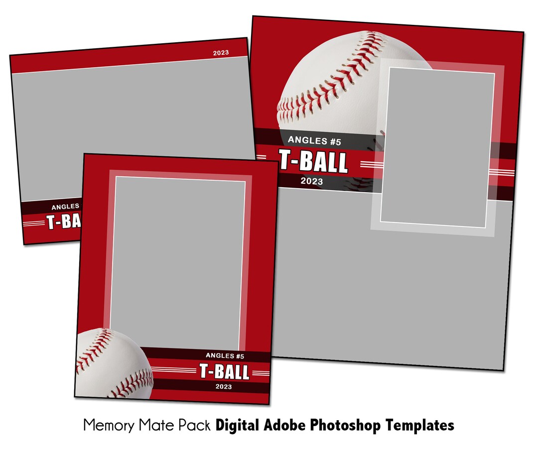T-BALL PACK A | Adobe Photoshop Memory Mate Digital Template | Sports ...