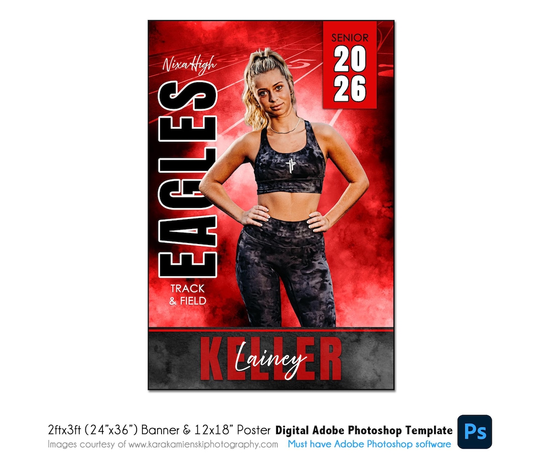Track and Field Banner & Poster Template 006: 2x3ft, 12x18" Photoshop ...