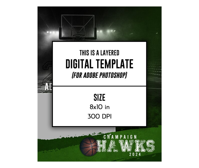 Basketball Memory Mate Photo Template 038: 8x10” Photoshop PSD ...