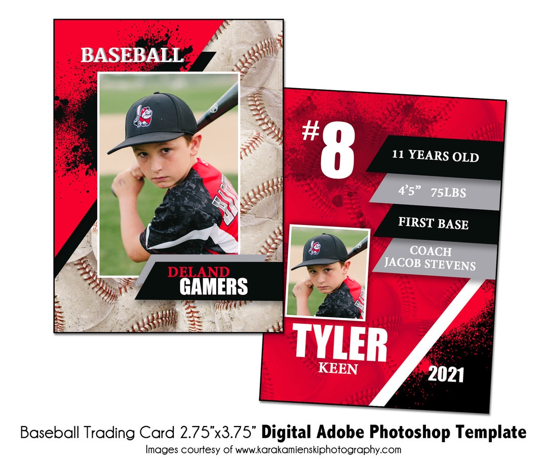 Baseball Trading Card Template 011: 2.75x3.75” Photoshop PSD ...