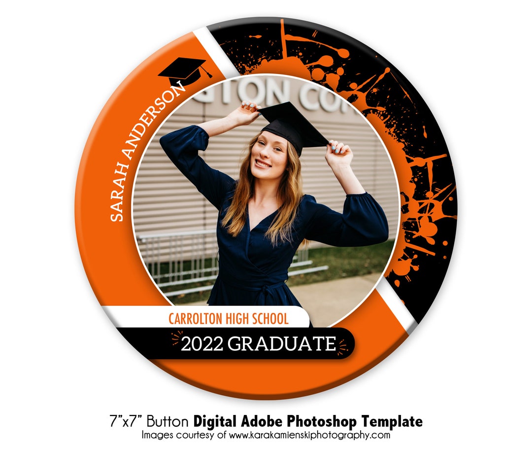 GRAD BUTTON 001 | 7x7 Adobe Photoshop Digital Photo Button Template ...