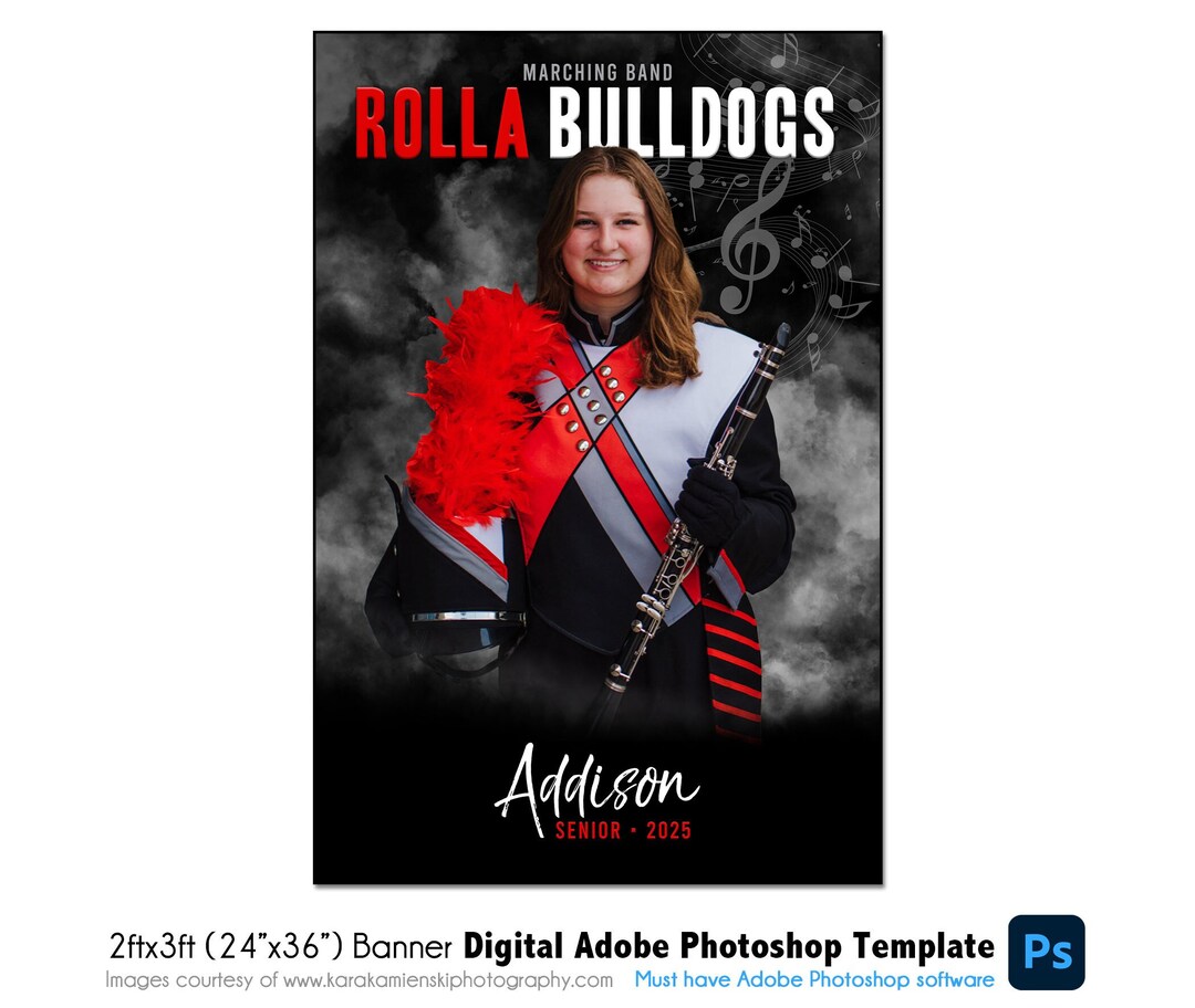 Marching Band Banner Template 006: 2ftx3ft (24x36”)photoshop PSD ...