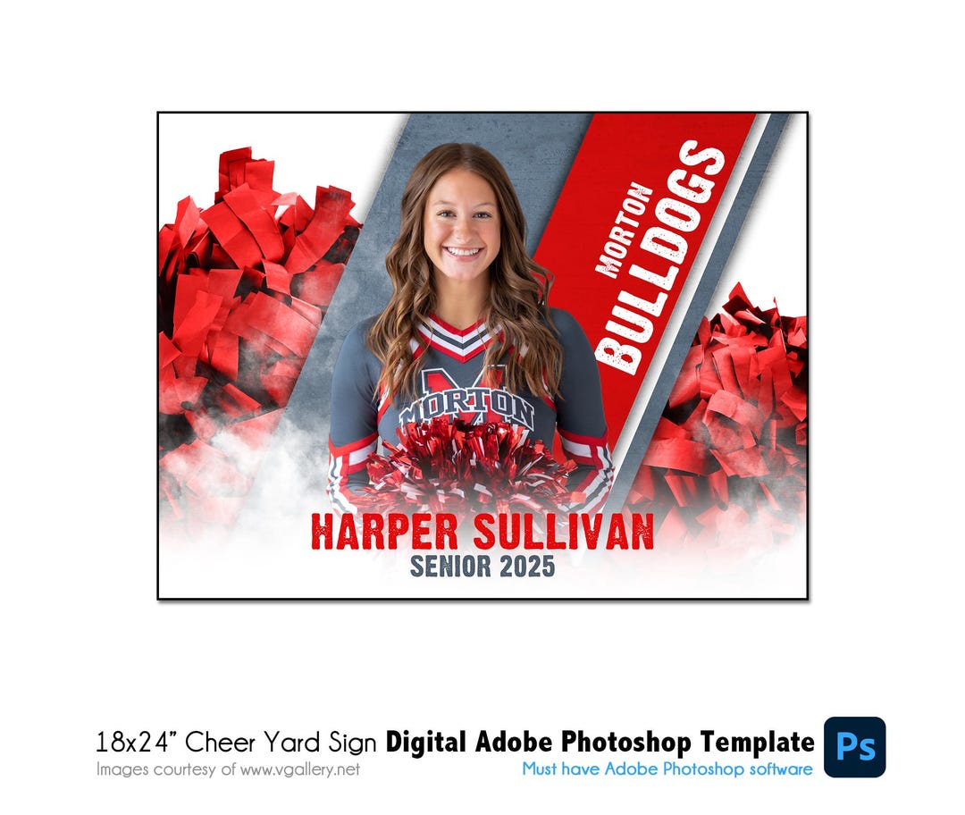 Cheerleading Yard Sign 002 | 18x24" Adobe Photoshop Yard Sign Digital ...