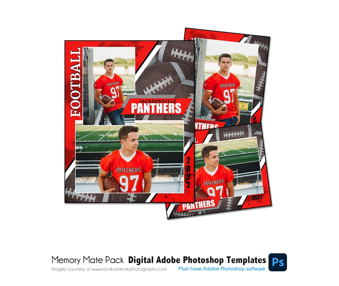 Football Photo Template Pack O: Memory Mate, Individual, Team Photoshop ...