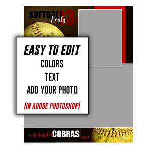 Softball Photo Template Pack U: Memory Mate, Individual, Team Photoshop ...
