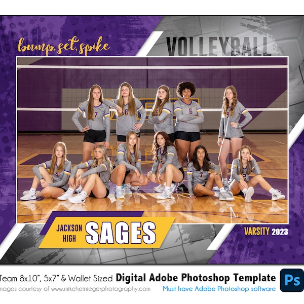 Team Photo Photoshop Template Volleyball - Etsy