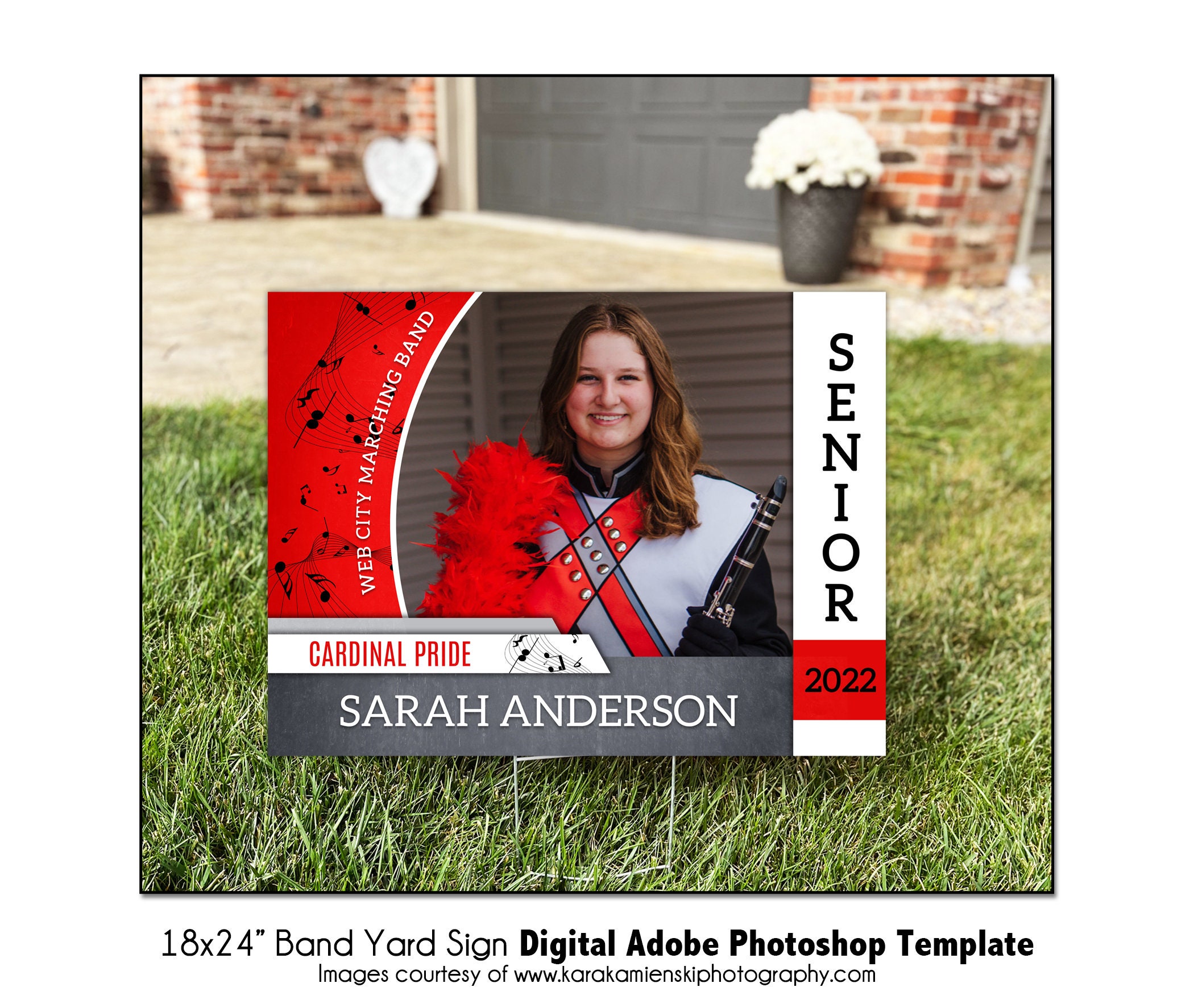 Marching Band Yard Sign Template 005: 18x24” Photoshop PSD ...