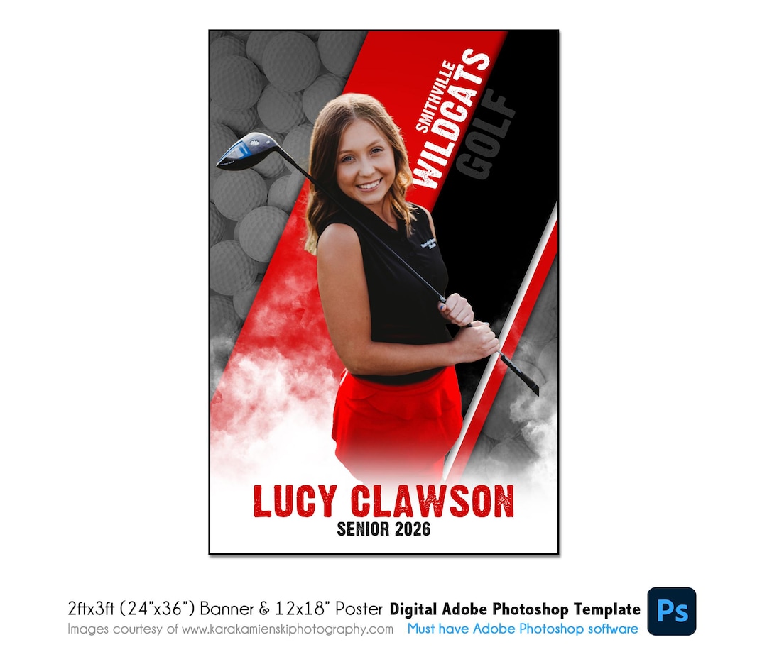 Golf Banner & Poster Template 004: 2x3ft, 12x18" Photoshop PSD ...