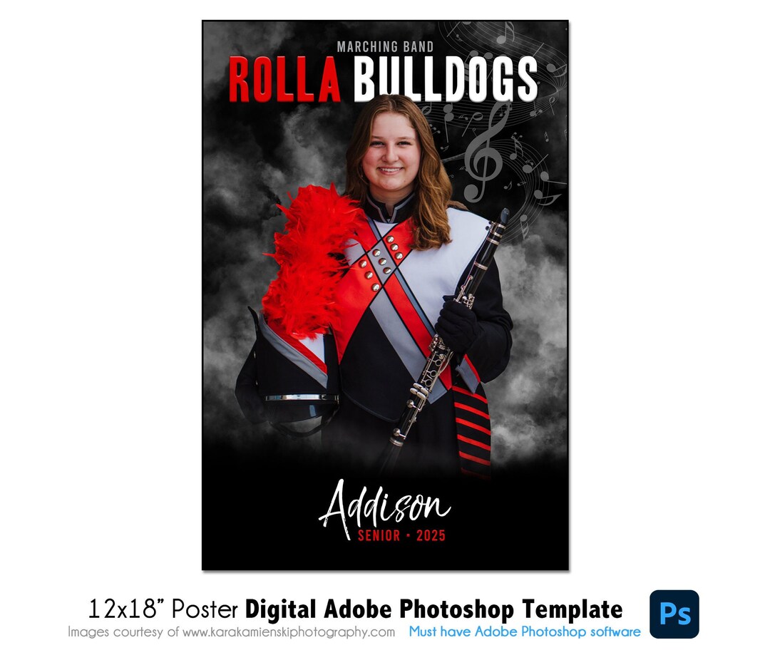 Marching Band Poster Template 006: 12x18" Photoshop PSD, Customizable ...