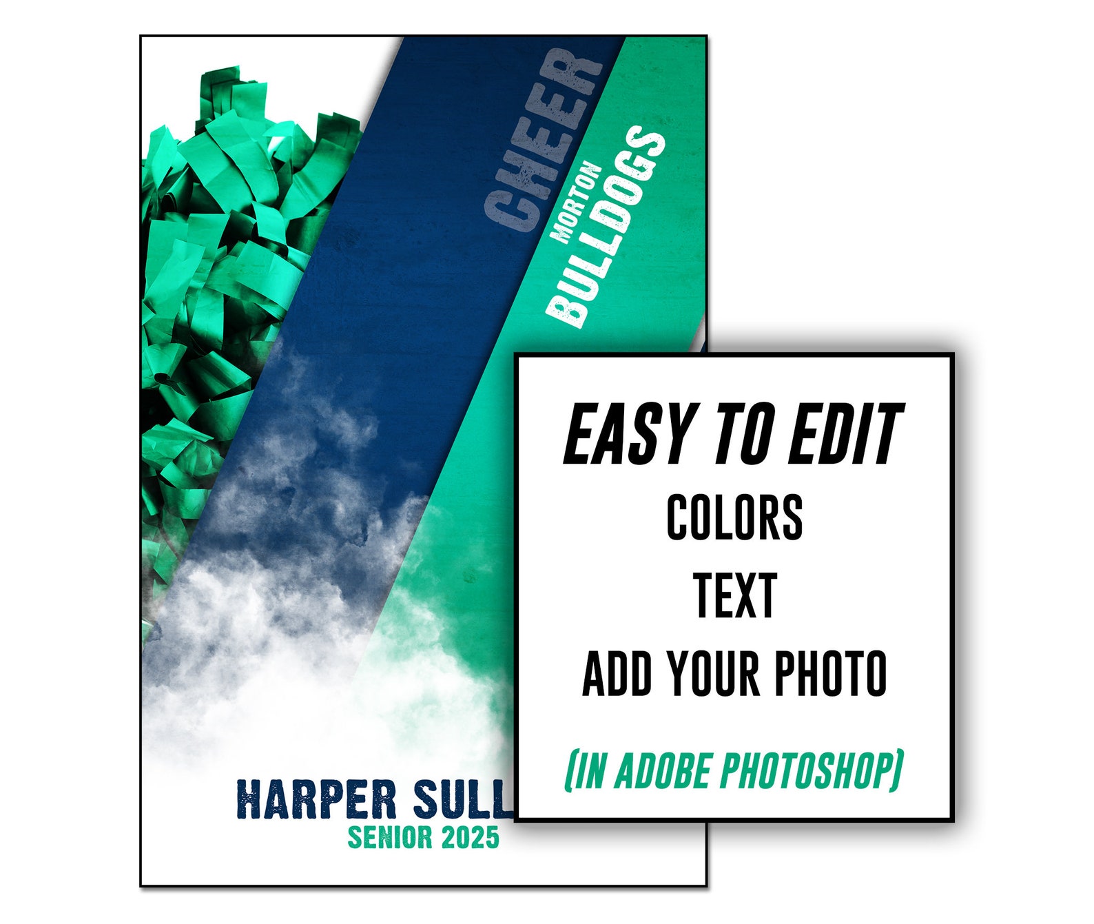 Cheerleading Banner Template 006: 2ft X 3ft (24x36”) Photoshop PSD ...
