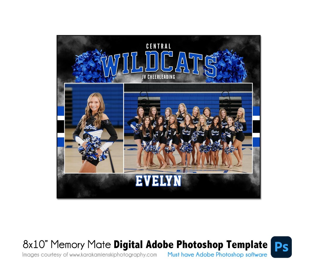 CHEERLEADING MM029 | 8x10 Adobe Photoshop Memory Mate Digital Template ...