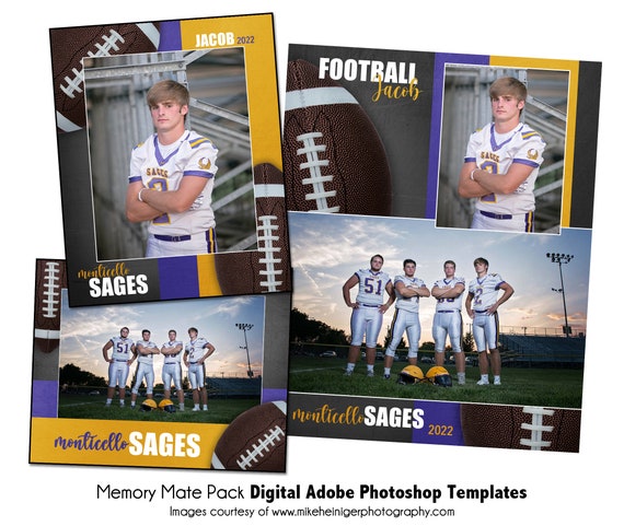 FOOTBALL PACK L Adobe Photoshop Memory Mate Digital Template - Etsy