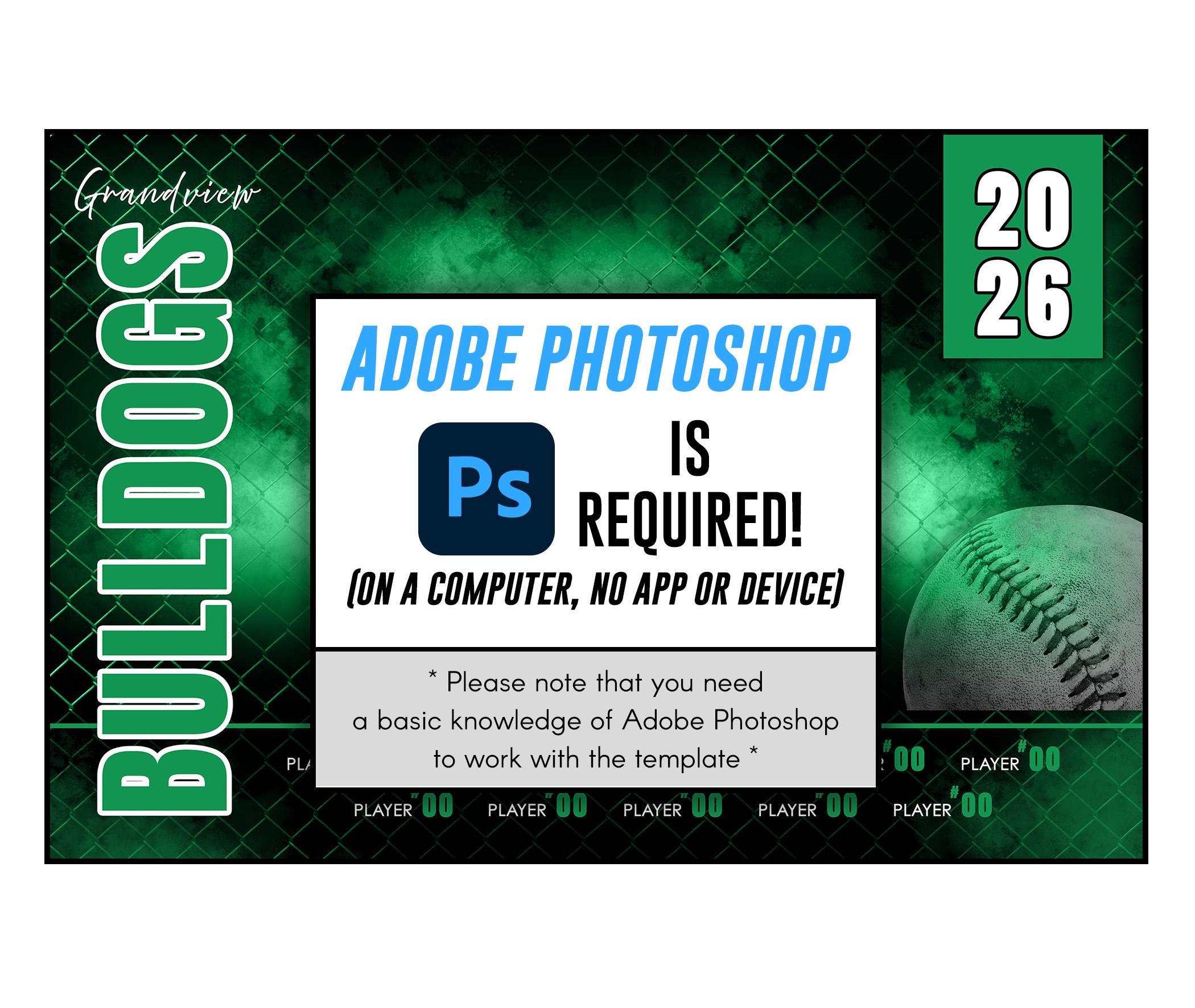 Baseball Banner & Poster Template 019H: 2x3ft, 12x18" Photoshop PSD ...