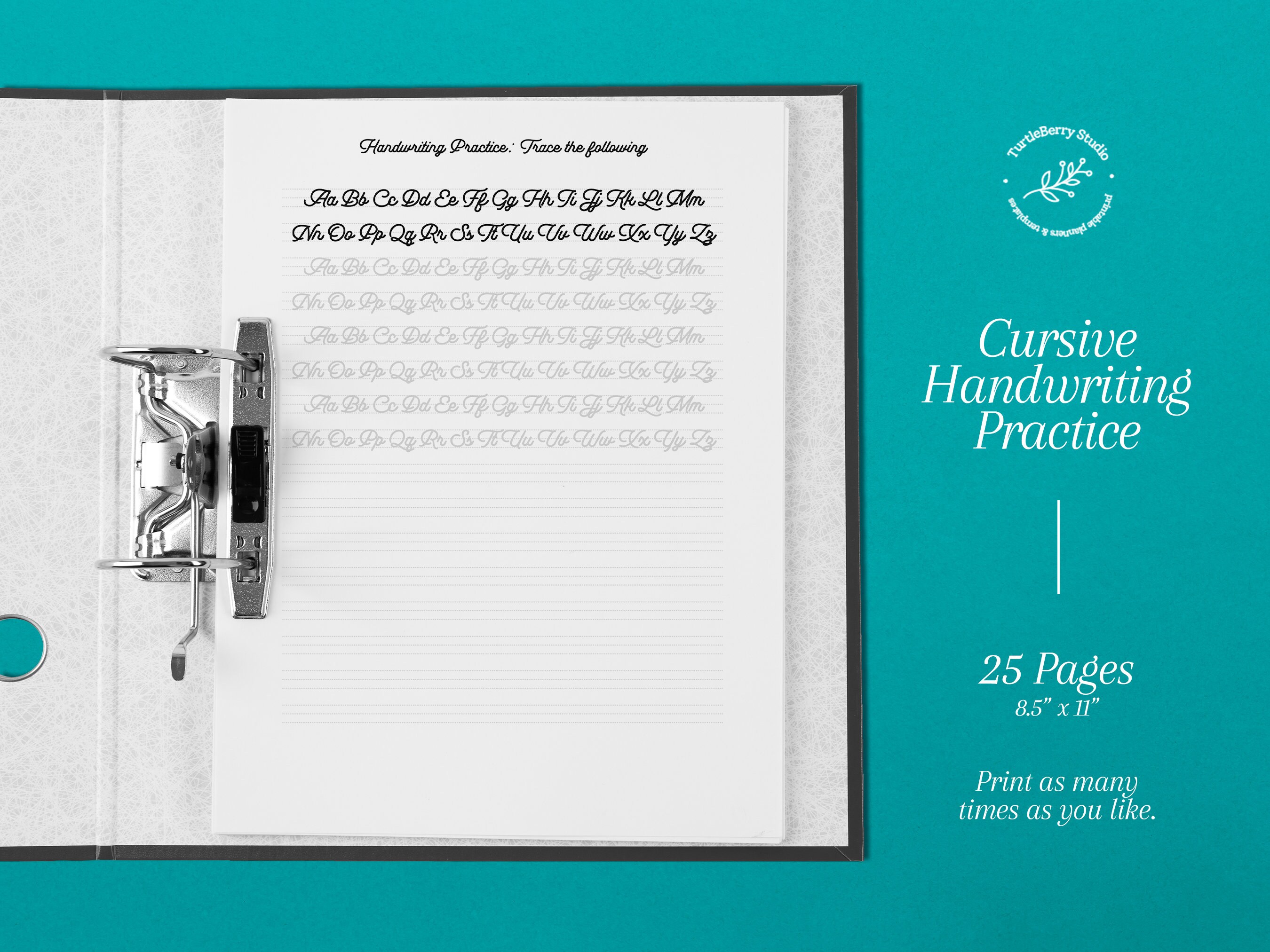 Printable Cursive Writing Worksheets - 25 Page Handwriting Practice ...