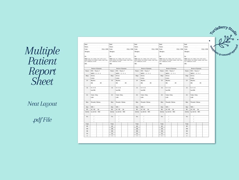 Multi-patient Report Sheet - Etsy