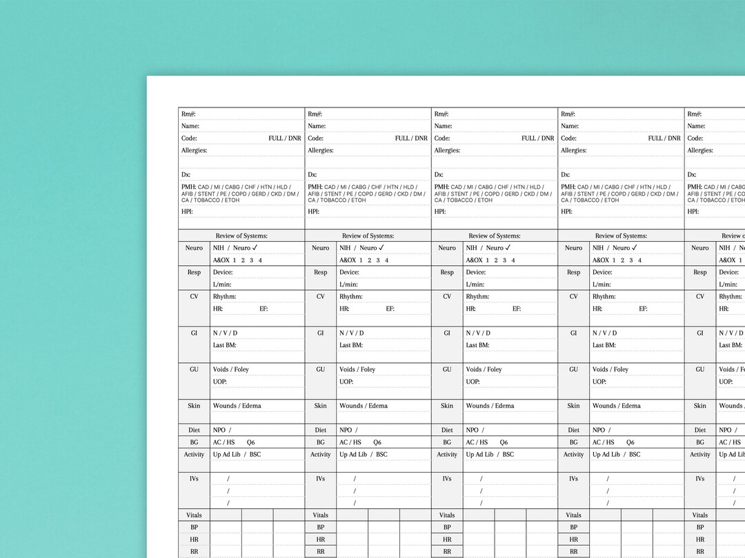 Multi-patient Report Sheet - Etsy
