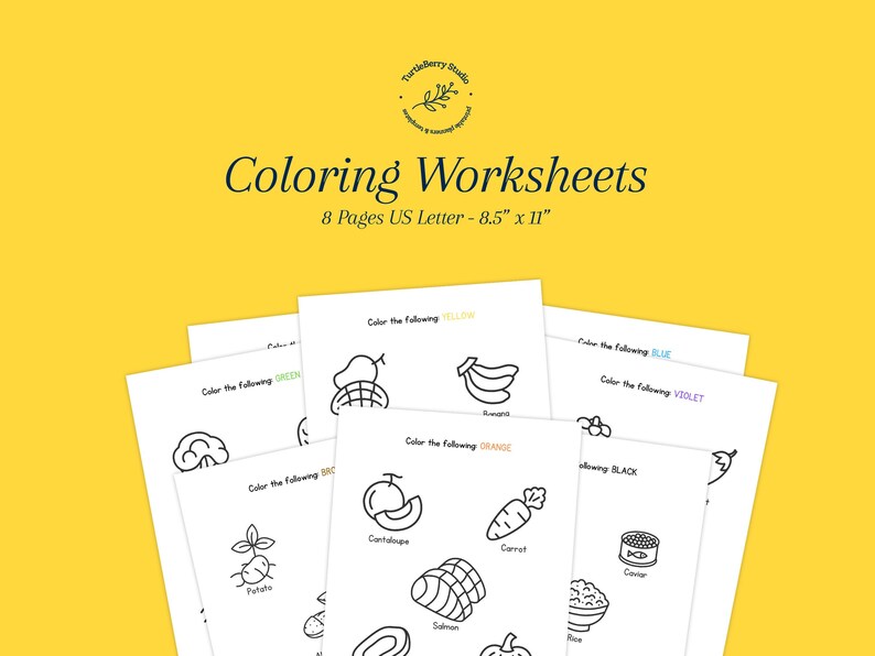 Kid Coloring Book PDF 8 Printable Coloring Worksheets for - Etsy