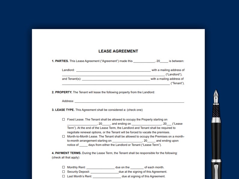 Lease Agreement One Page Lease Agreement Simple Template - Etsy