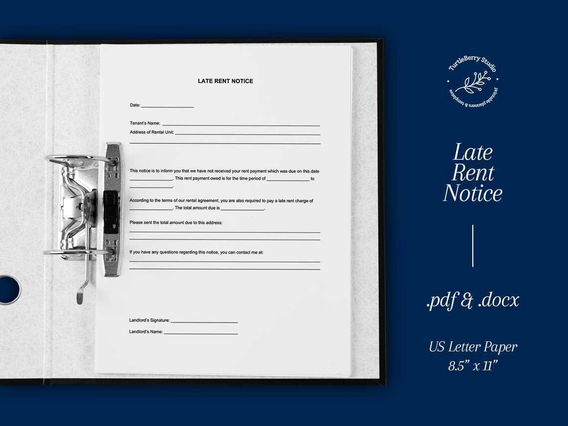 Late Rent Notice, Late Rent Template - Etsy
