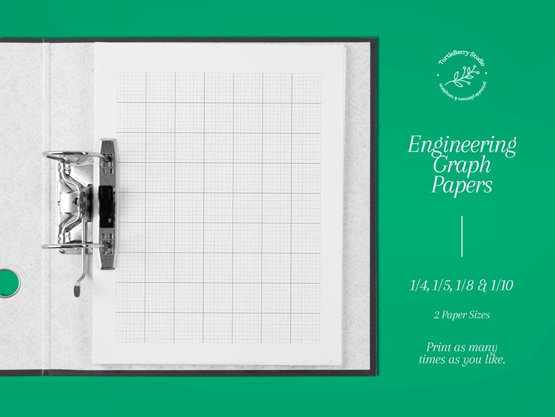 Engineering Graph Paper - 1/4 1/5 1/8 1/10 - Printable Instant Download ...
