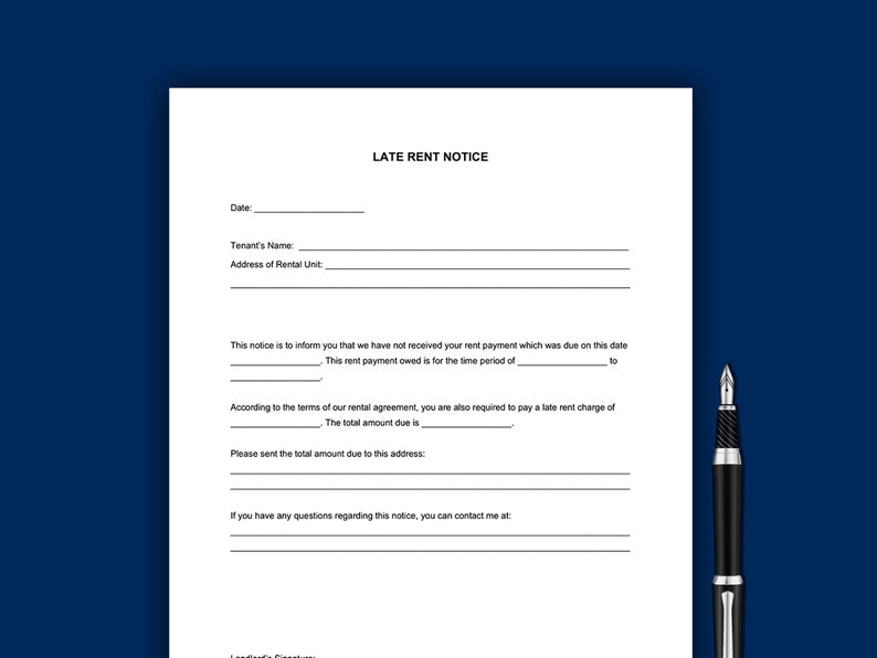 Late Rent Notice, Late Rent Template - Etsy