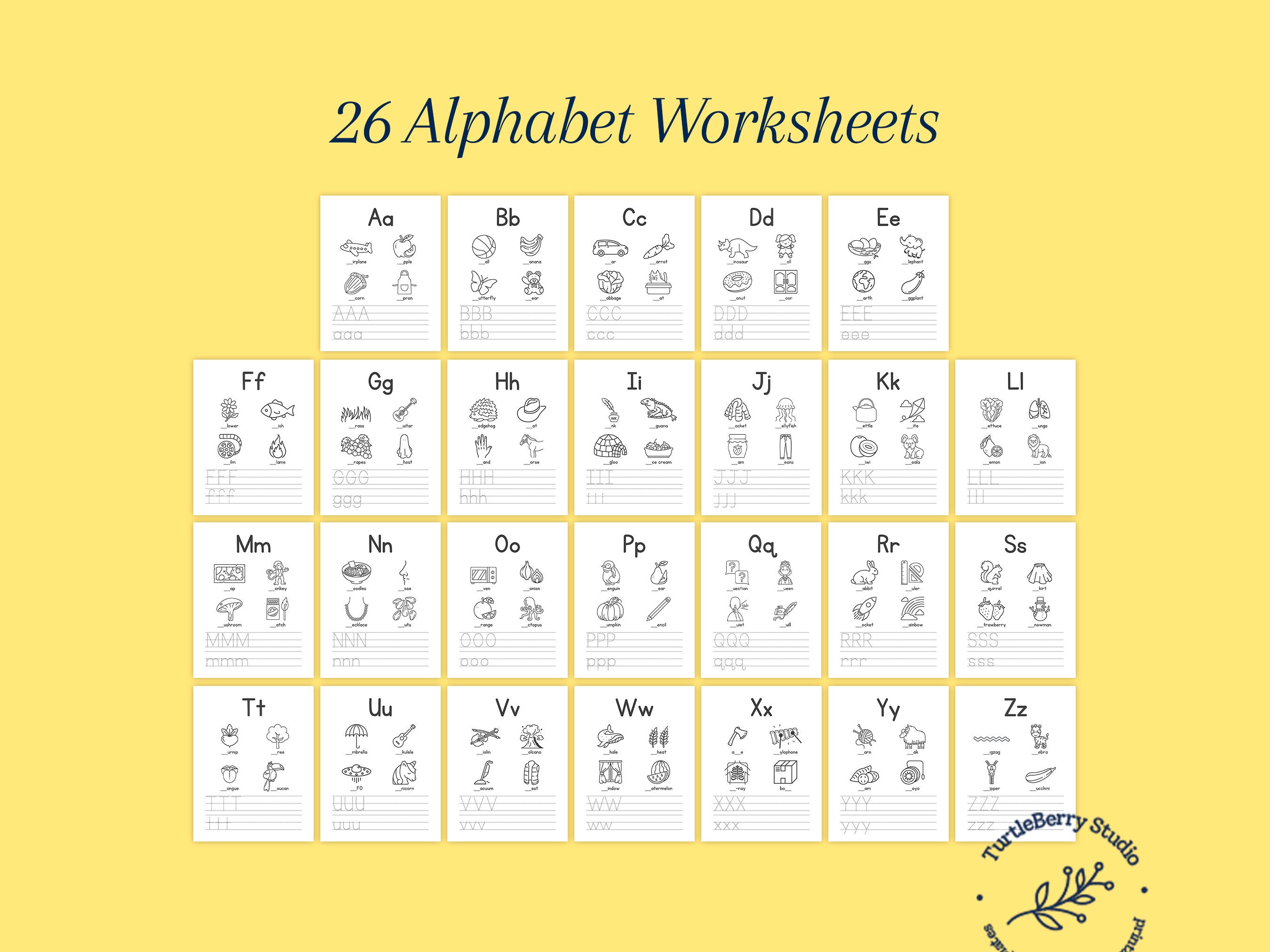 26 Alphabet Worksheets Preschool Worksheets Letter Sounds - Etsy