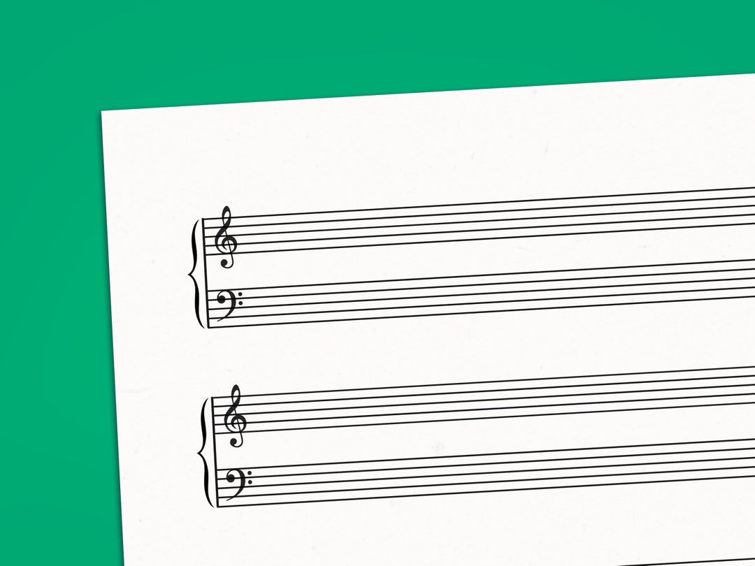 Grand Staff Music Sheet, 5 6 7 Staves, Printable Blank Grand Staff ...