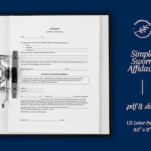 Affidavit Template, Sworn Affidavit - Etsy