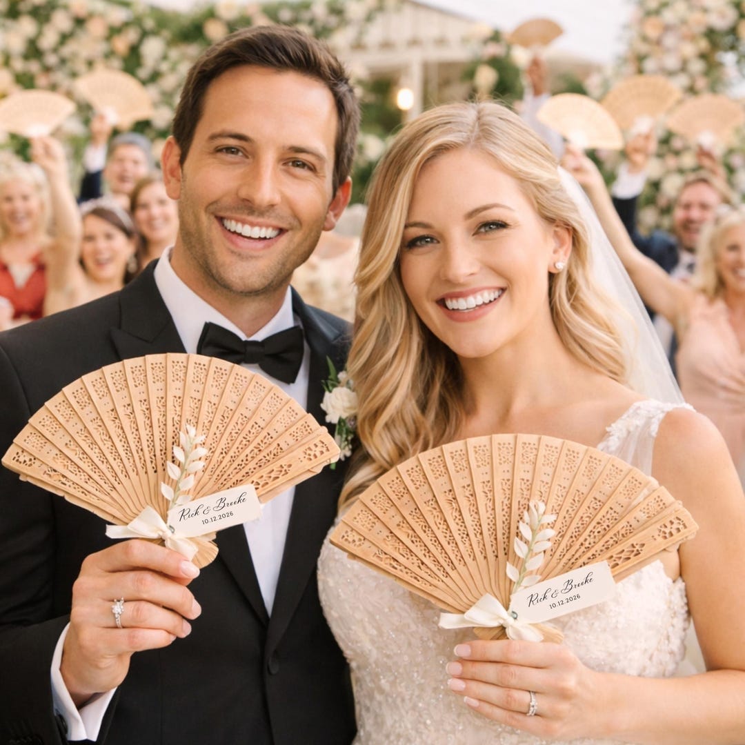 Rustic Ceremony Hand Fans, Personalized Wedding Fan Favors, Bridal ...