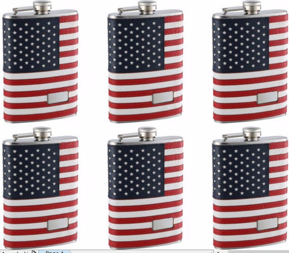 8oz Personalized American Flag Flask 6 Pack | Etsy