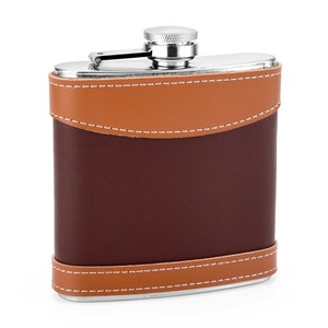 6oz Personalized Leather Hip Flasks. Add Text, Images, Logo's or ...