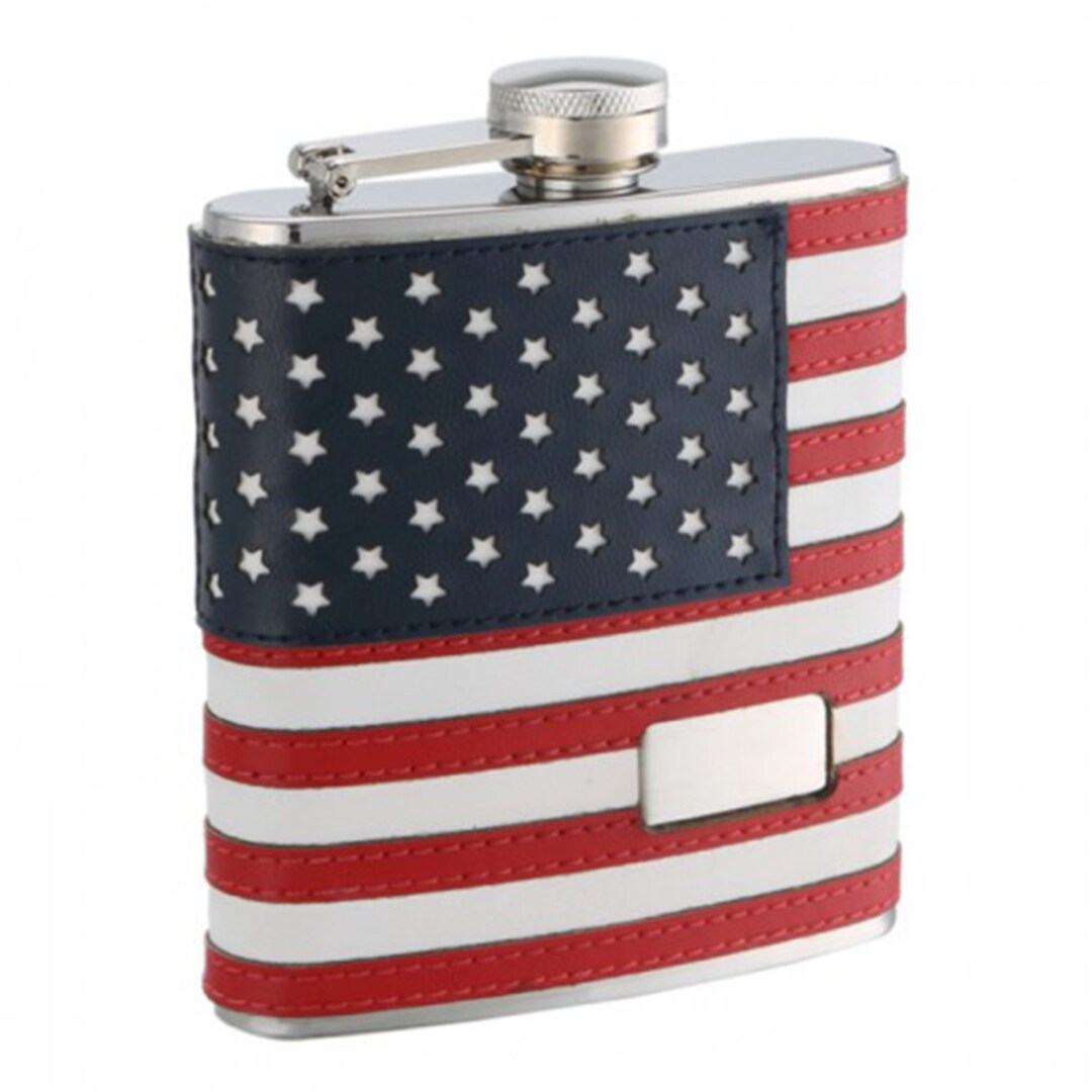 6oz Monogrammed American Flag Flask - Etsy