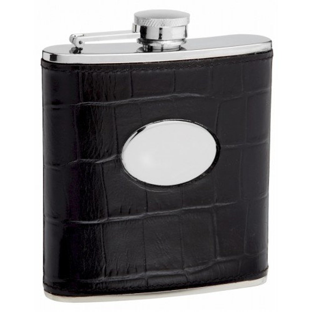 Leather Flask - With Alligator Skin Pattern - Personalized - Etsy