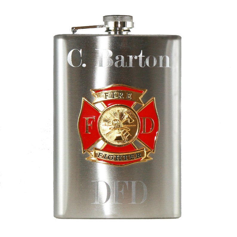 Custom Engraved 8oz Colored Firefighter Flask | Etsy