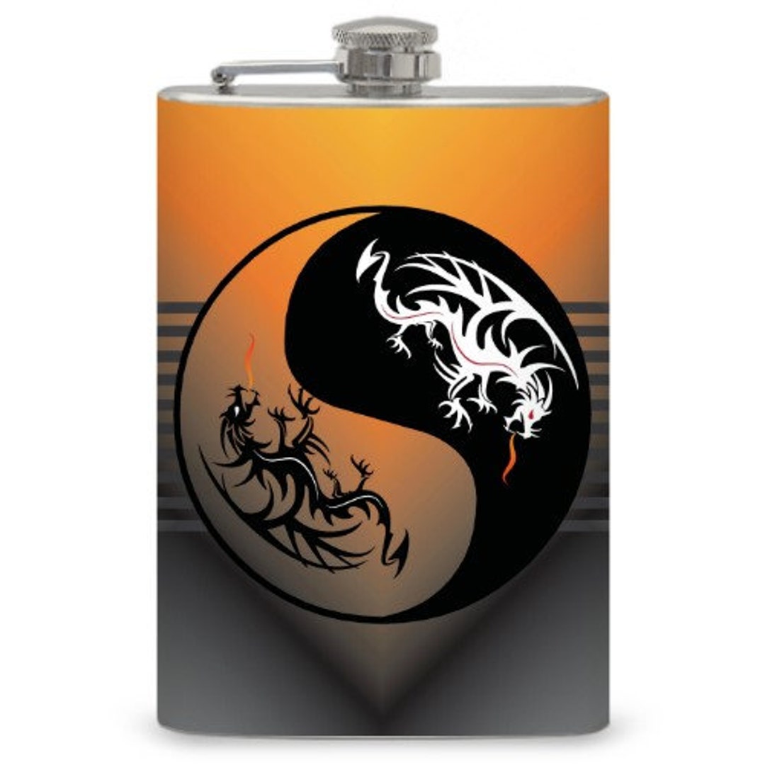 8oz dragon Yin-yang Flask - Etsy