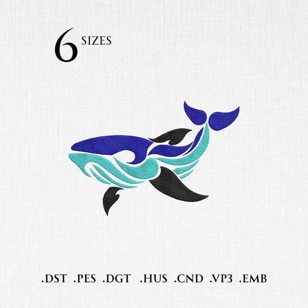 Tribal Humpback Whale Embroidery Design, Ocean Nautical Pattern, 6 ...