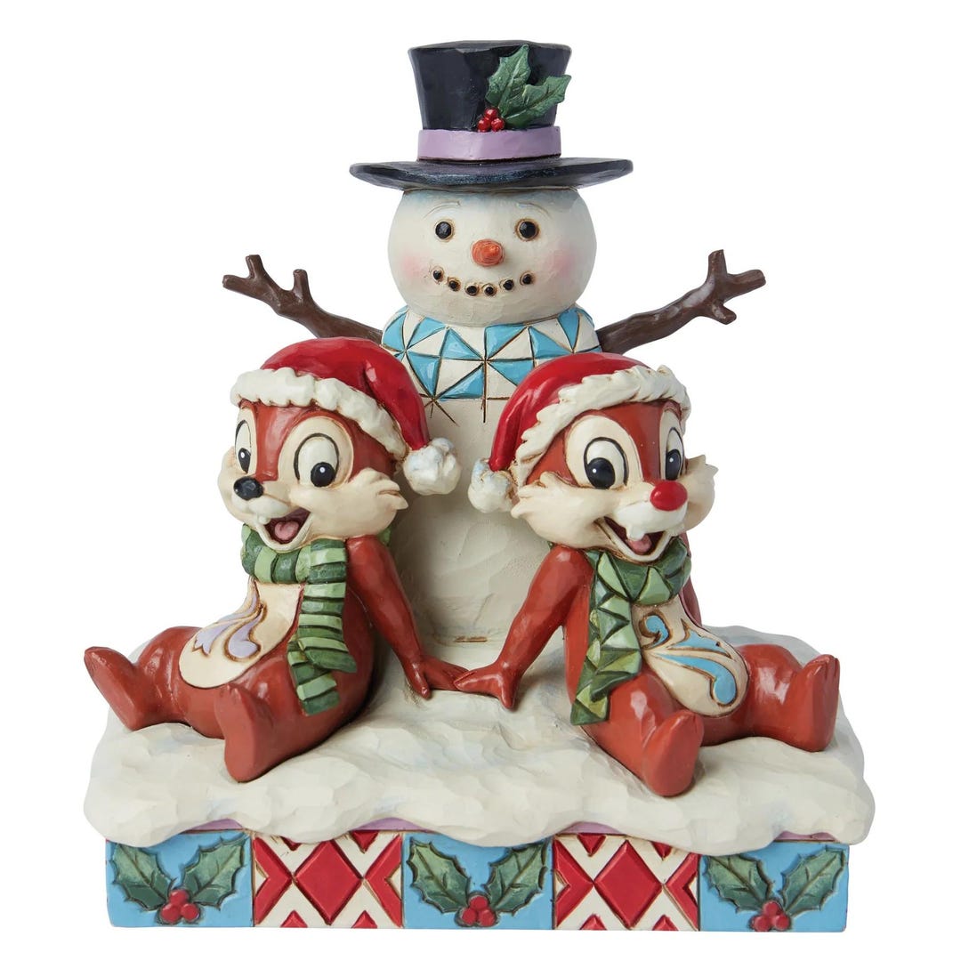 Disney Chip & Dale Snowman Figurine by Jim Shore | Winter Christmas ...