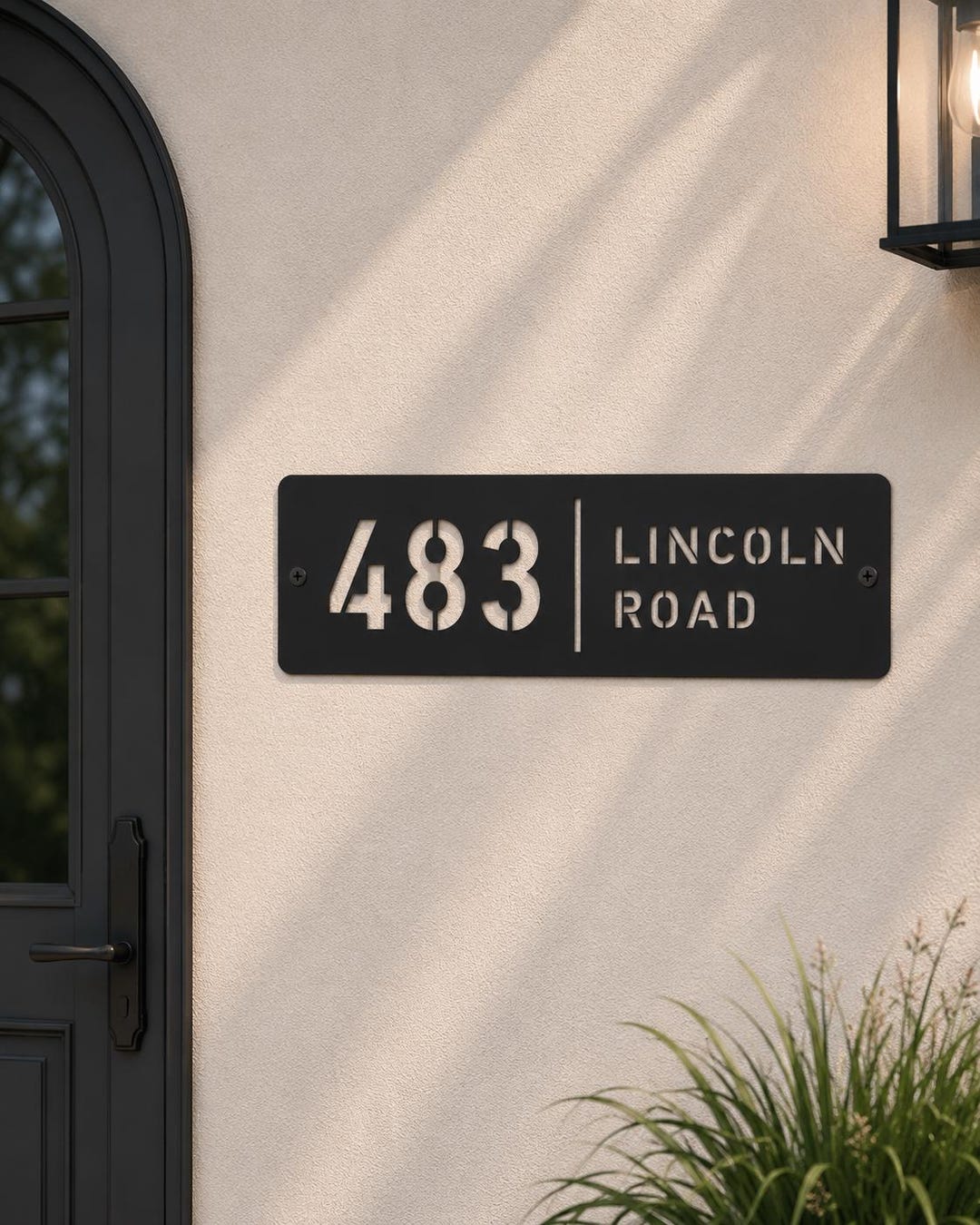 Modern Address Sign With Vertical Divider | House Numbers and Street ...