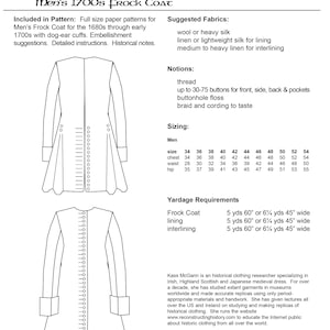 RH702 — Quick Print 1700s Frock Coat Pirate Coat Pattern - Etsy